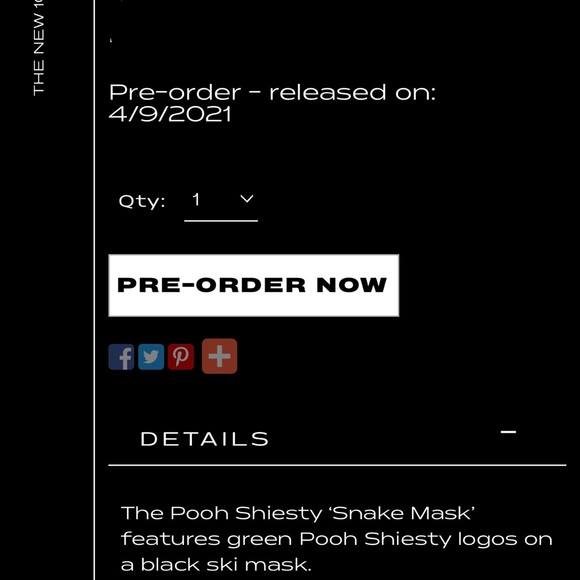 Pooh Shiesty | Other | Pooh Shiesty Snake Ski Mask Black | Poshmark